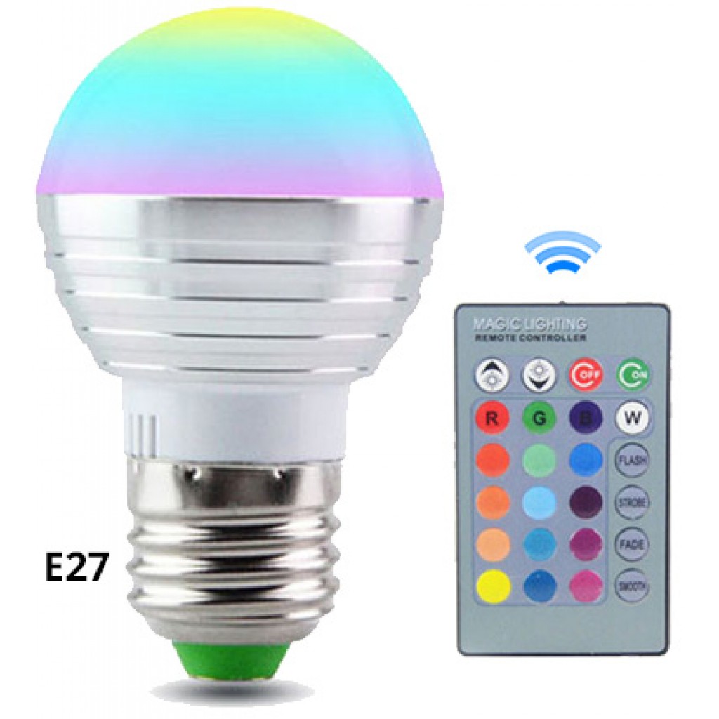 E27 LED Farb Glühbirne - 16 verschiedene Farben inkl. kabellose ...