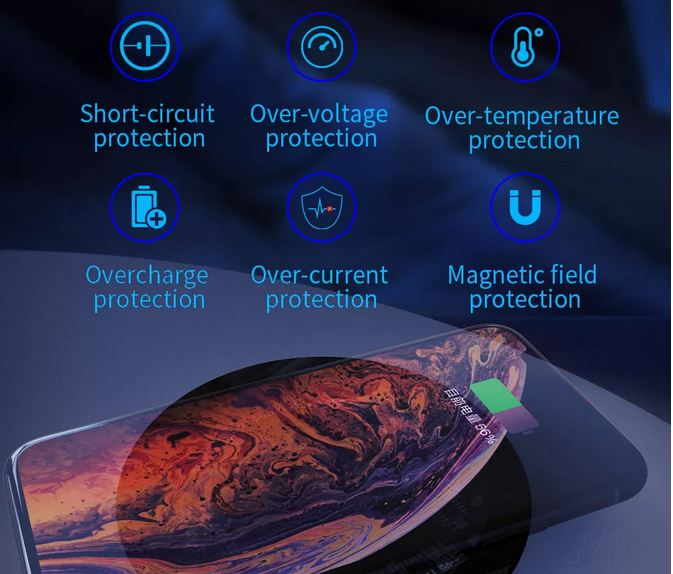 Qi Wireless Ladegerät Charger 15W ultra-dünn transparentes Design - Schwarz