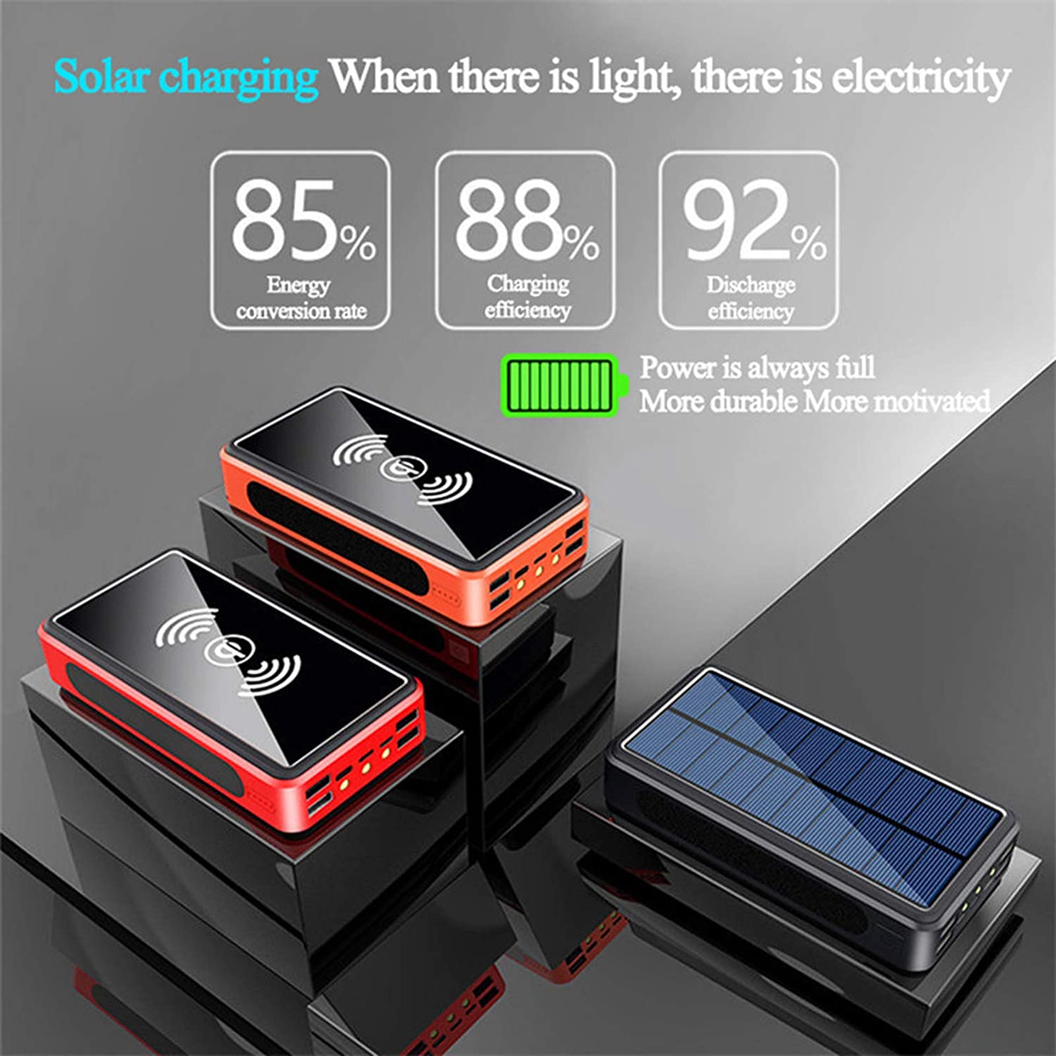 Solar Power Bank Qi Ultra Capacity 80000 mAh wireless externe Batterie ...